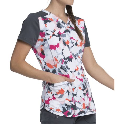 Hospital Uniforms Medical Scrubs Short Sleeve Printed Top Easy Move