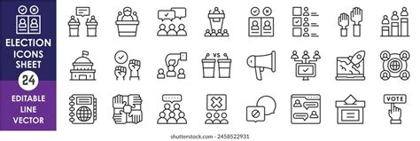 Linear Icons Sheet Election Related Designs Stock Vector Royalty Free Shutterstock