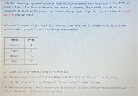 Solved Solve The Following Program Using Jupyter Notebook