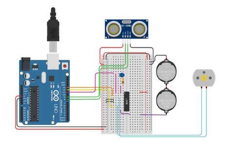 Circuit Design Mécatronique Moteur Et Ultrasons Arduino Tinkercad
