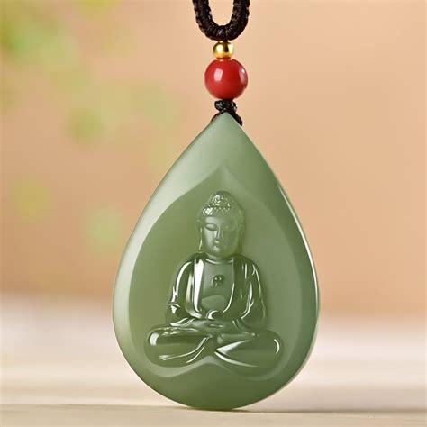 Small Jade Buddha Pendant Made Of Green Nephrite Jade Mantrapiece