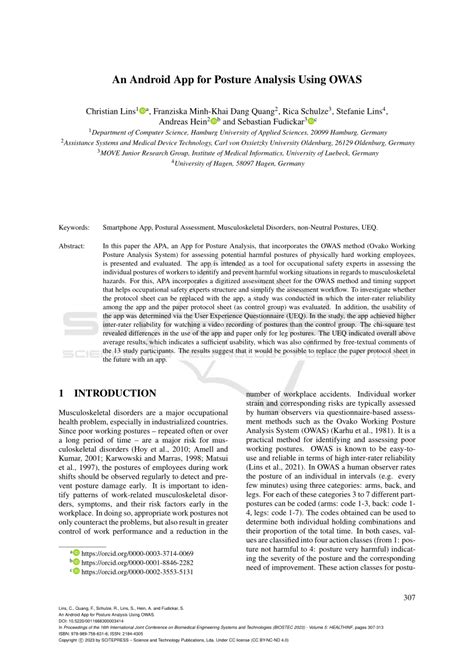 Pdf An Android App For Posture Analysis Using Owas
