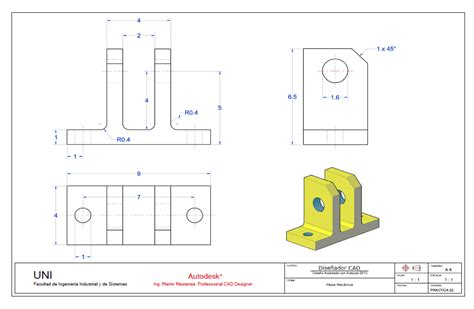 Practica De Clase Autocad Dibujos En Autocad Técnicas De Dibujo