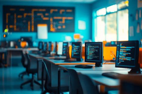 Innovative Classroom For Coding And Robotics Stock Illustration Illustration Of Programming