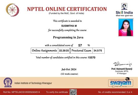 Susmitha Manjunath On Linkedin Programminginjava Nptel
