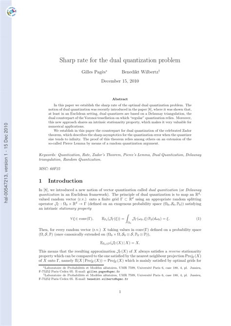 Pdf Sharp Rate For The Dual Quantization Problem