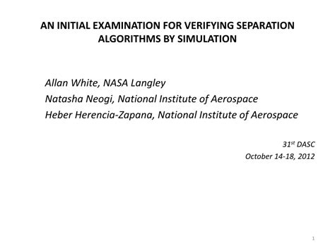 pdf an initial examination for verifying separation algorithms by