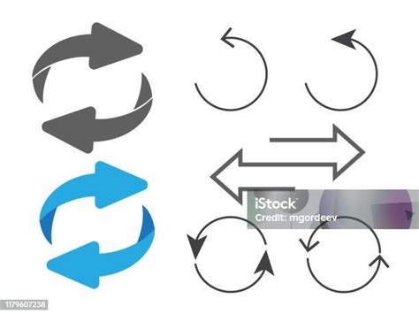 회전 원형 순환 화살표 되풀이 기호입니다 뒤집기 또는 화살표를 돌립니다 역방향 기호 화살에 대한 스톡 벡터 아트 및 기타 이미지 Istock