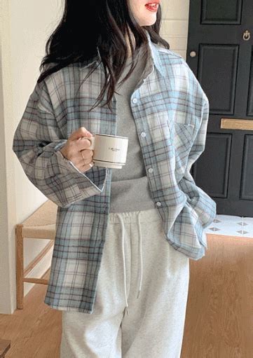 💝루즈핏체크패턴 기모체크 오버핏 박시셔츠 겨울남방 패턴셔츠 여자 캐주얼셔츠 에이블리