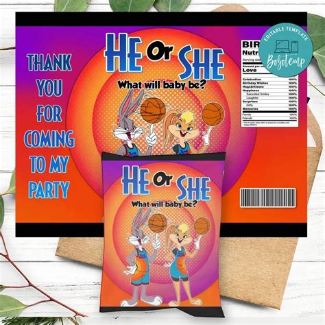 Space Jam 2 Gender Reveal Chip Bag Digital File Printable Diy Bobotemp
