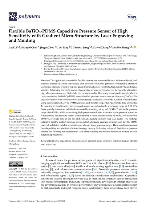 Pdf Flexible Batio3 Pdms Capacitive Pressure Sensor Of High Sensitivity With Gradient Micro