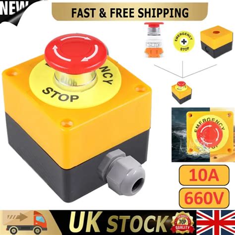 Red Sign Mushroom Emergency Stop Push Button Switch Station 1 No 1 Nc 10a 660v £9 38 Picclick Uk