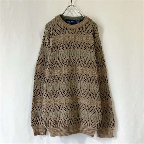 古着90s Made In Usa John Weitz 総柄ニットセーター 【古着通販】gleeful Web Store