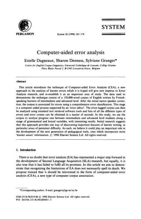 Pdf Computer Aided Error Analysis