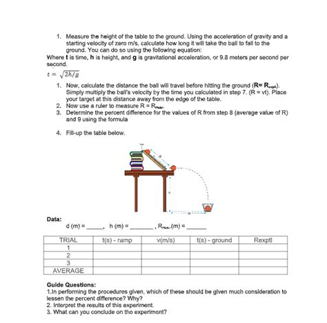 Laboratory Project Projectile Motion Objective To Chegg