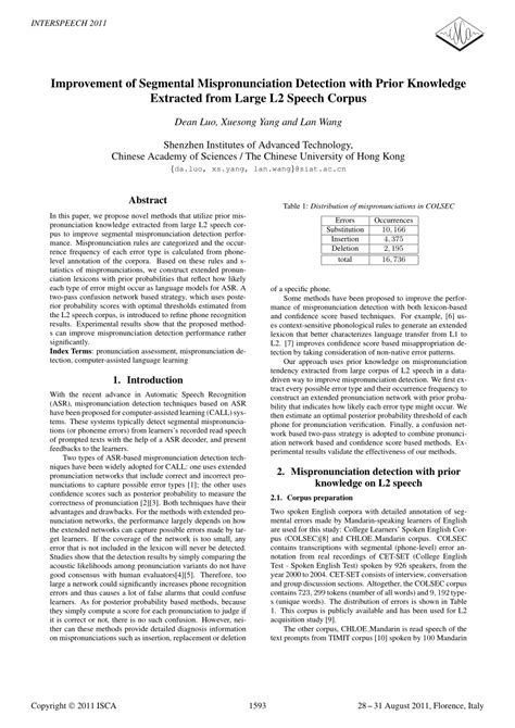 Pdf Improvement Of Segmental Mispronunciation Detection With Prior Knowledge Extracted From