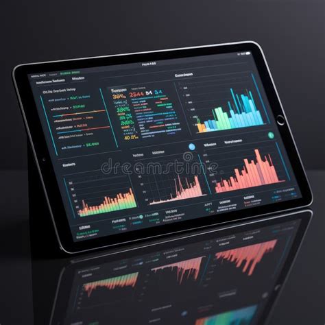 Tablet Mockup Ui Interface Statistic Graph Diagram Screen Website Presentation Dashboard