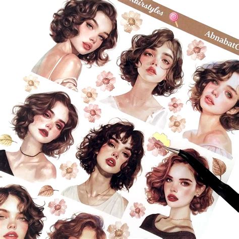 استیکر دختر طرح موی کوتاه ژورنال آبنبات چوبی