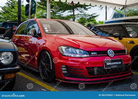 Red Volkswagen Golf Gti Mk7 In Car Modification Show Editorial Photography Image Of Compact