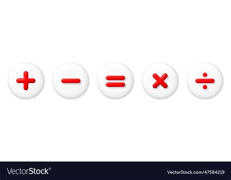Math 3d Icons Set Red Arithmetic Plus Minus Vector Image Math 3d Icons Set Red Arithmetic Plus Minus Vector Image