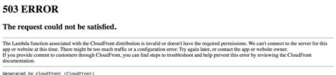 503 Error The Lambda Function Associated With The Cloudfront Distribution Is Invalid · Issue