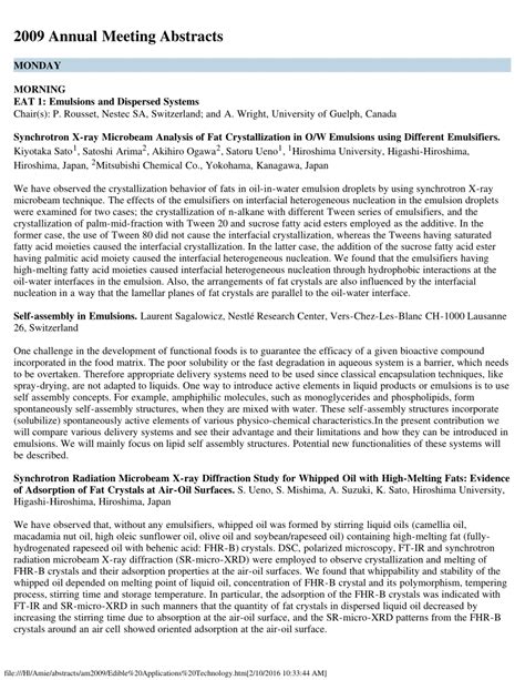 Pdf Annual Meeting Abstracts Monday Morning Eat 1 Emulsions And Dispersed Systems Synchrotron