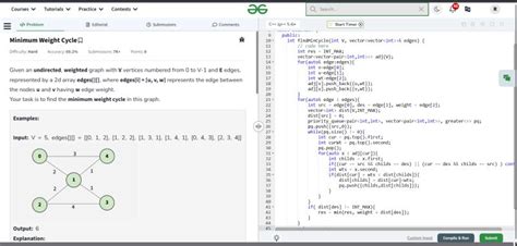 160daysofcode Gfgchallenge Minimumcycle Graphproblems