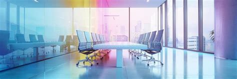 Futuristic Ai Powered Conference Room With Holographic Displays And Sleek Modern Furniture