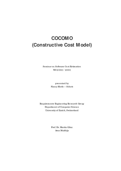 Pdf Cocomo Constructive Cost Model