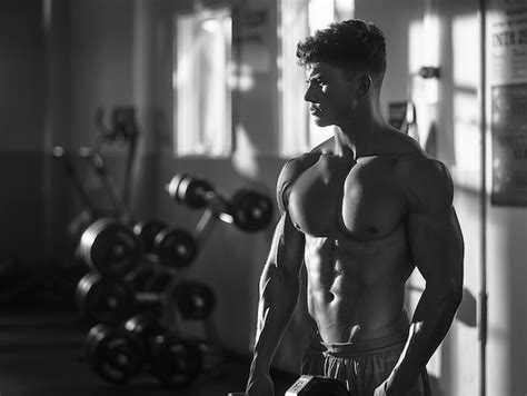 Muscular Man Posing In A Gym During A Workout Session Premium Ai