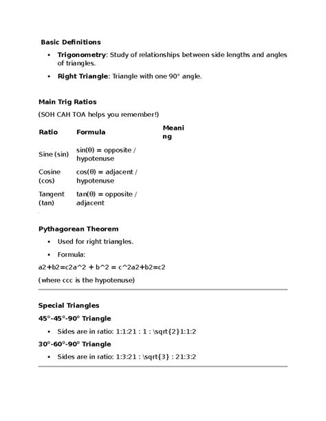 Trigonometry Basics Key Concepts Formulas For Success Basic Definitions Trigonometry Study