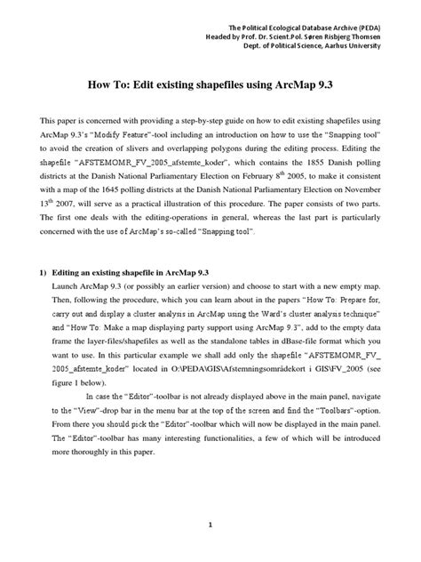 How To Edit Existing Shapefiles Using Arcmap 93 Pdf Geographic Information System Arc Gis