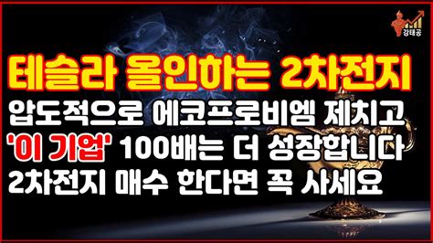 주식 테슬라가 올인하는 2차전지 이 기업 에코프로비엠 보다 100배는 더 성장합니다2차전지전망에코프로비엠에코프로비엠