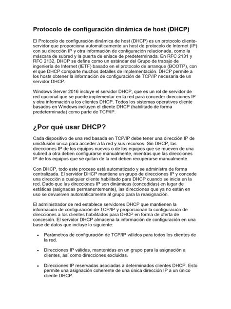 Dhcp Pdf Dirección Ip Transmisión De Datos
