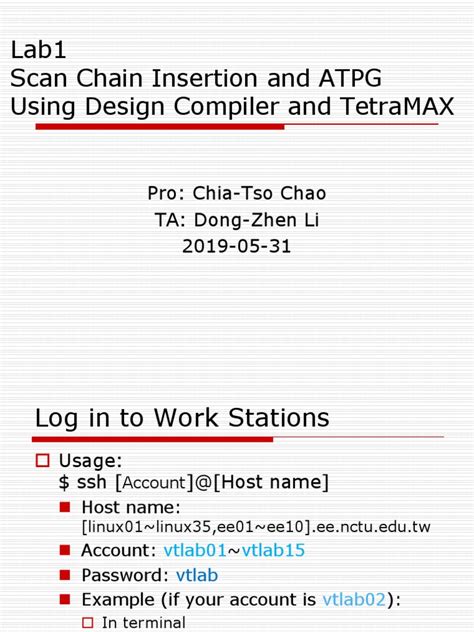 lab1 scan chain insertion and atpg using design compiler and tetramax pdf library computing