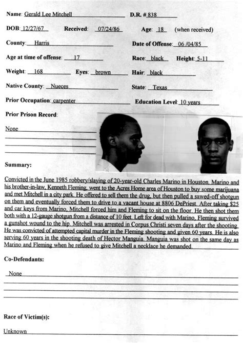 Gerald Lee Mitchell Murderpedia The Encyclopedia Of Murderers