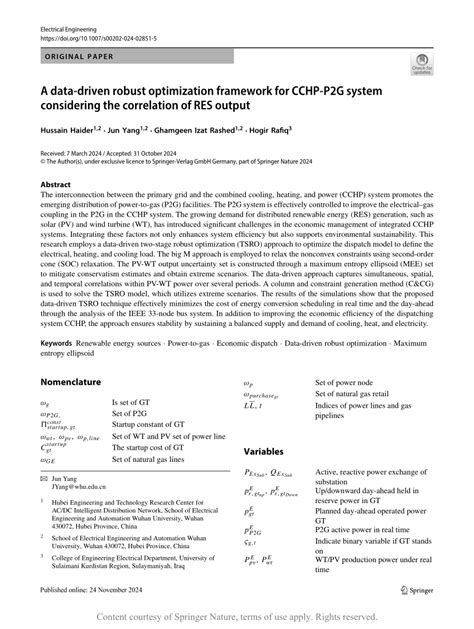 A Data Driven Robust Optimization Framework For Cchp P2g System Considering The Correlation Of