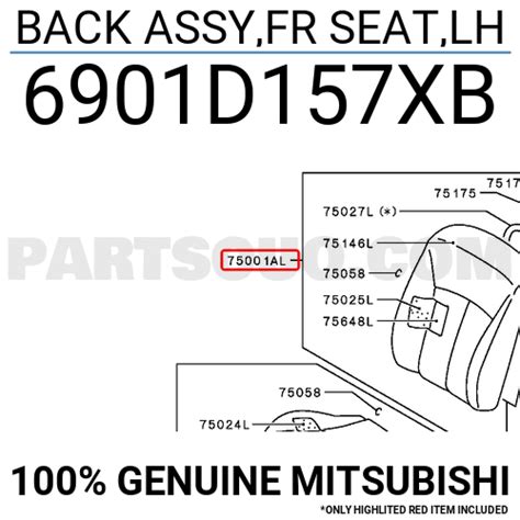 Back Assyfr Seatlh 6901d157xb Mitsubishi Parts Partsouq