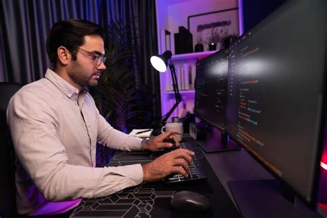 Premium Photo Working Smart It Developer Analyzing Data Software Development On Pc Surmise