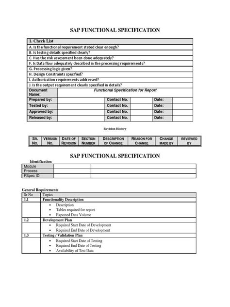 Sap Mm Functional Specification Document Sample Guide