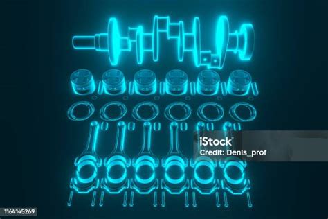 3d 렌더링 피스톤과 피스톤 링이 있는 엔진 베어링 크랭크샤프트 3차원 형태에 대한 스톡 사진 및 기타 이미지 3차원 형태 V6 강철 Istock