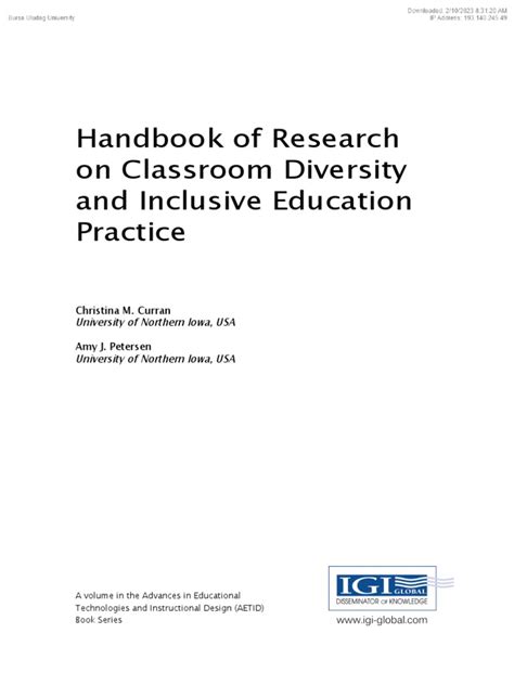 Handbook Of Research On Classroom Diversity And Inclusive Education Practice Pdf
