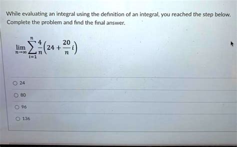 solved while evaluating an integral using the definition of an