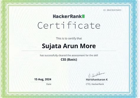 Sujata More On Linkedin Css Certification Hackerrank Webdevelopment Skillbuilding