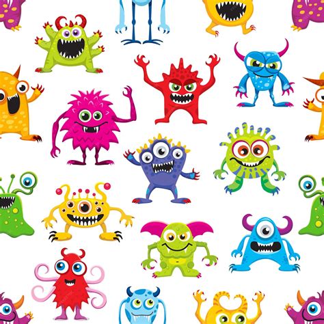 Premium Vector Cartoon Monsters Pattern Funny Mutant Creatures