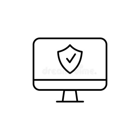 Shield With Check Mark On Computer Screen Vector Illustration Eps 10
