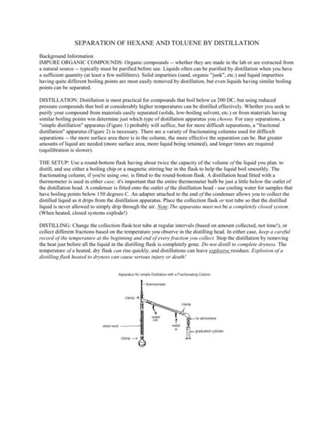 Hexane Toluene Distillation Lab Separation And Purification