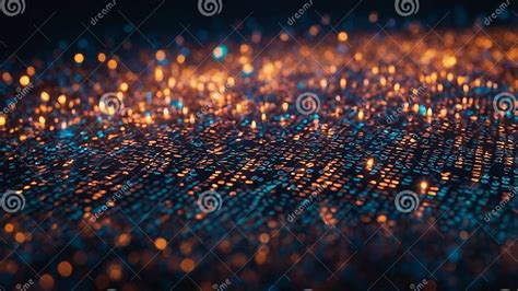 Simulation Of Flowing Stream Of Binary Code Data Illuminated By Soft Glowing Light Generative