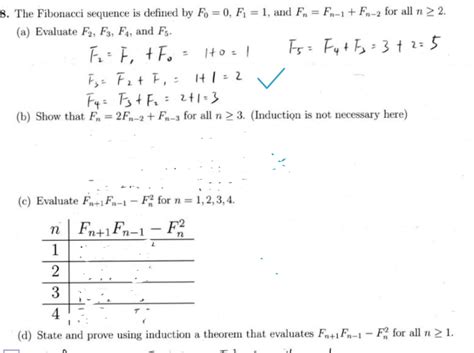 solved 8 the fibonacci sequence is defined by fo 0 f 1