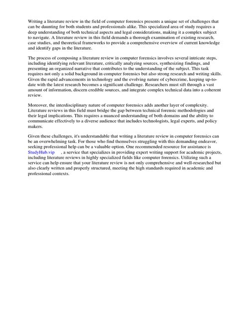 Literature Review Computer Forensics Pdf